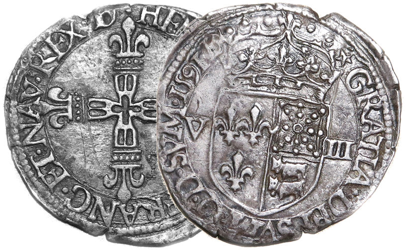 Monnaies royales d'Henri IV HUITIEME D'ECU 1591 BEARN MORLAAS